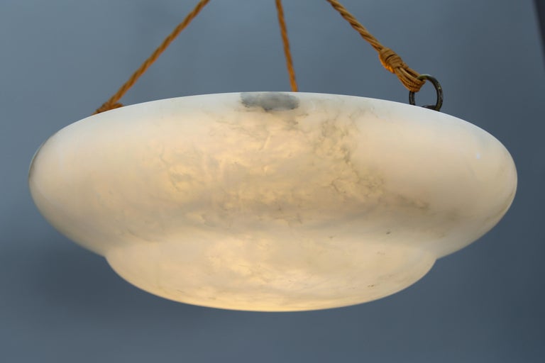 Art Deco White Alabaster Pendant Light, France, 1920s at 1stDibs