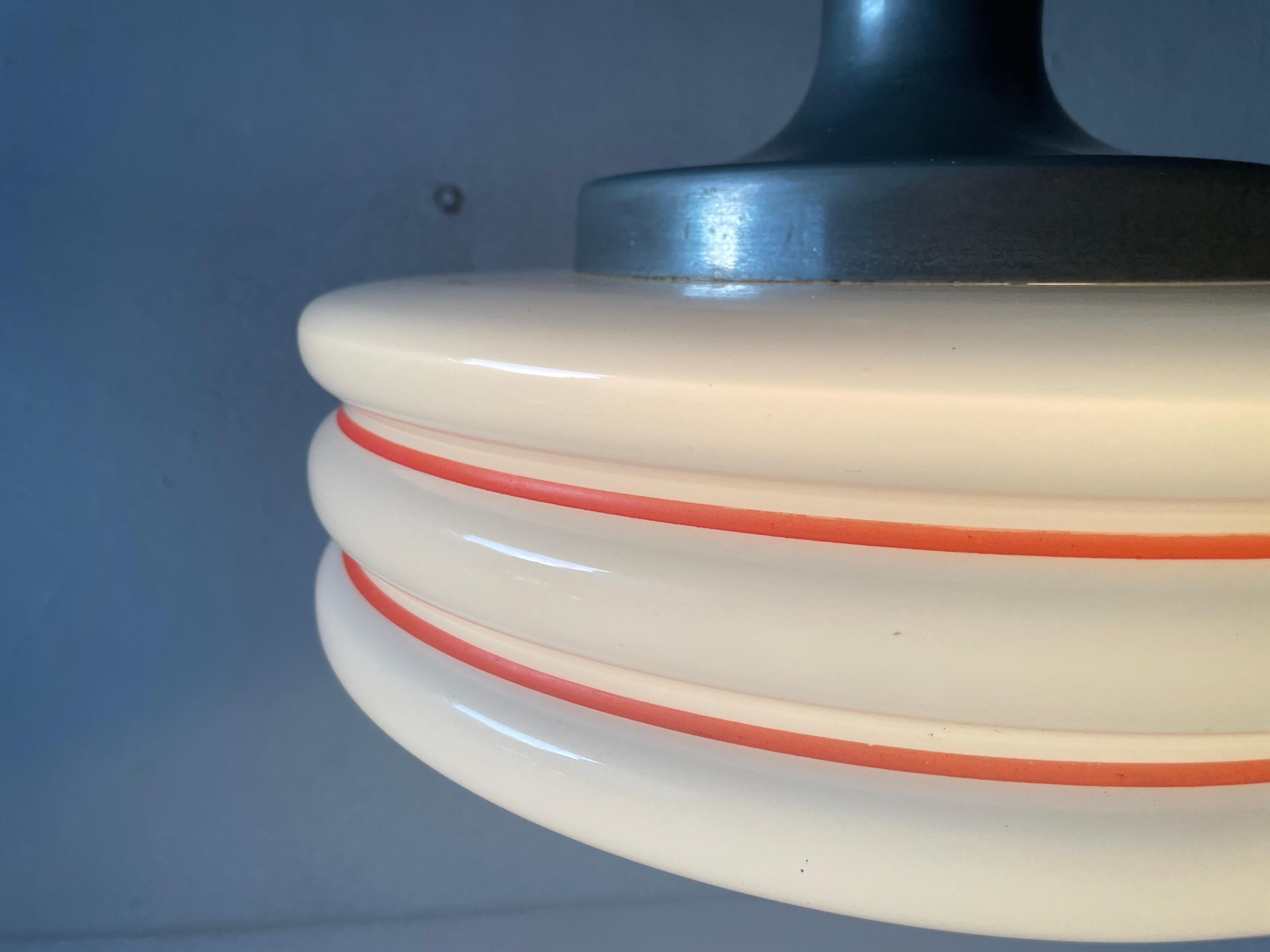 Art Deco White and Red Glass Ceiling Lamp, 1940s, Germany For Sale at ...