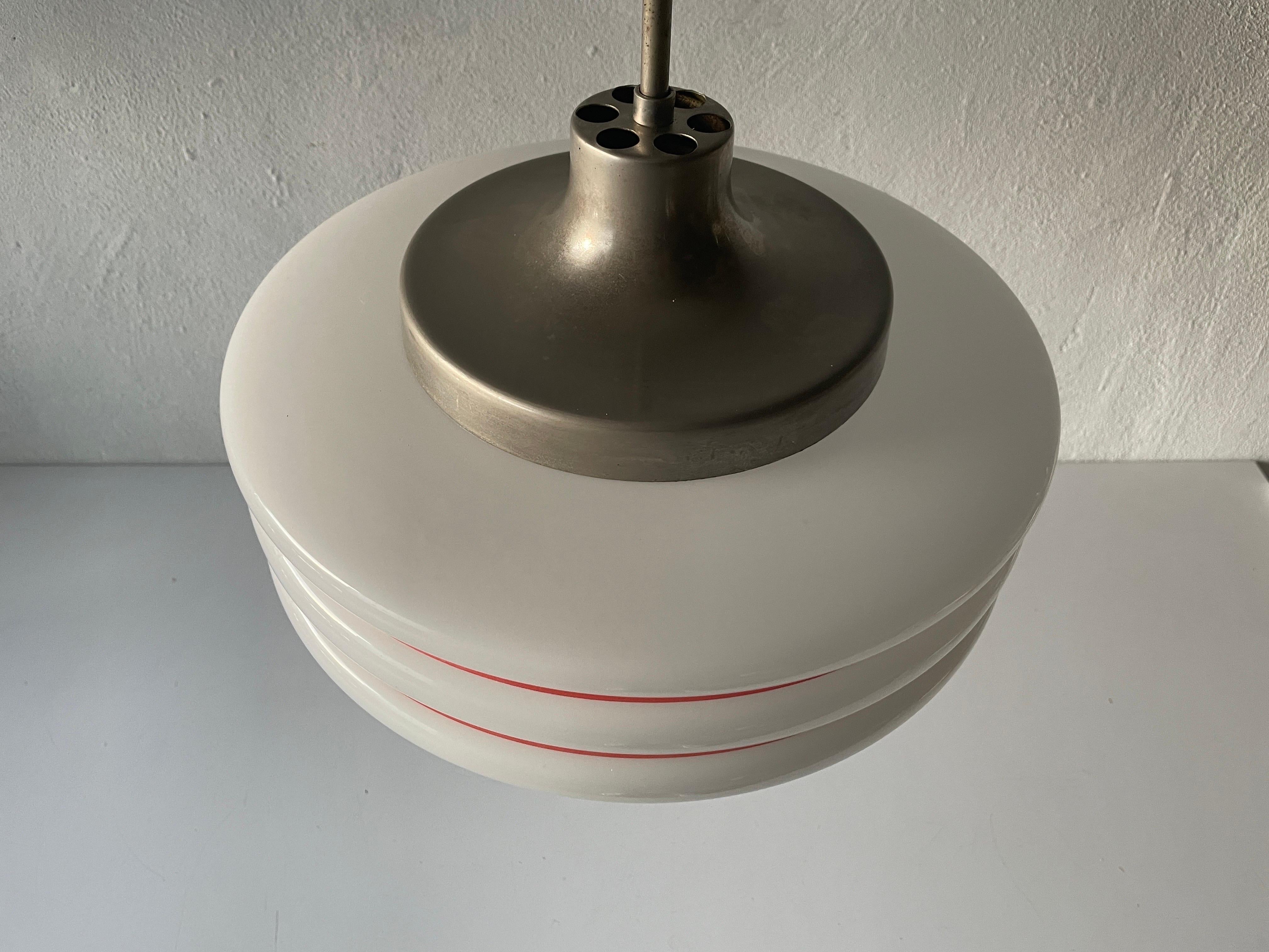 Art Deco White and Red Glass Ceiling Lamp, 1940s, Germany For Sale at ...