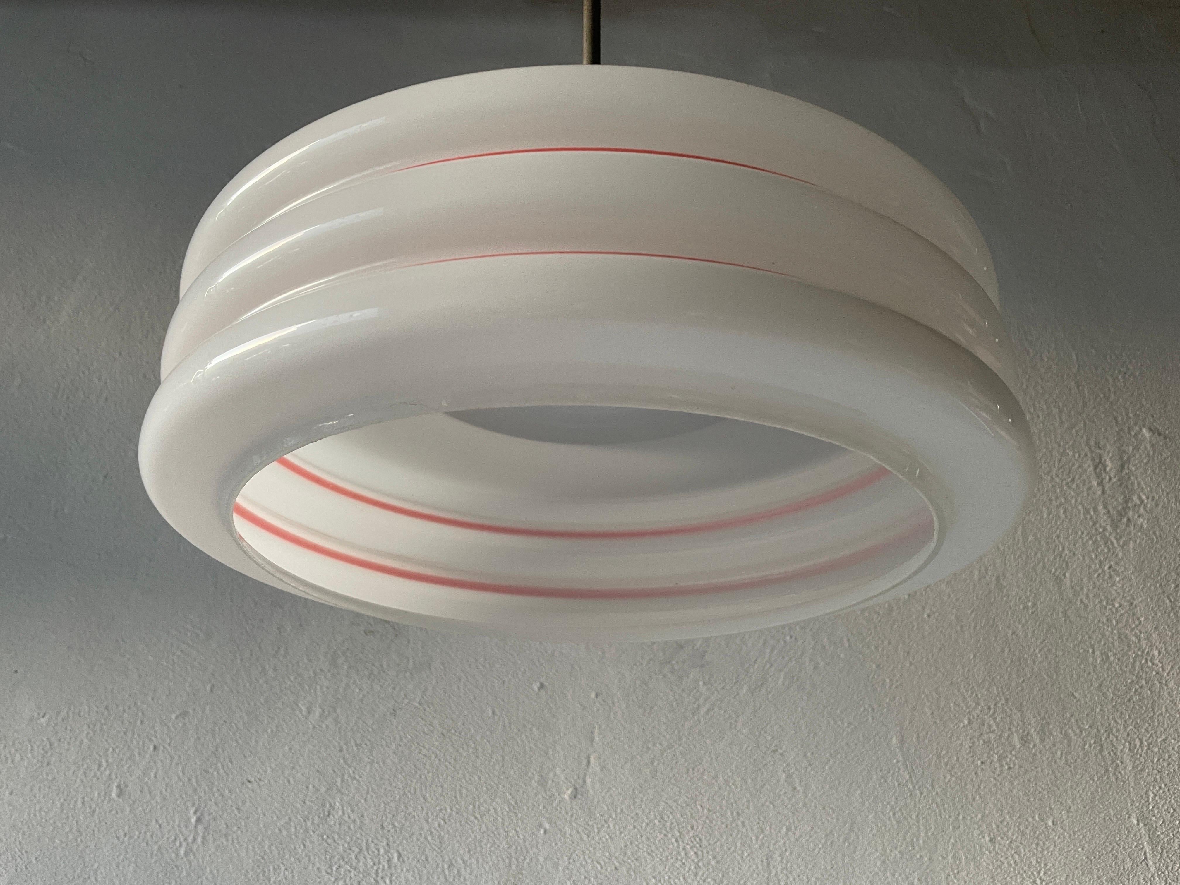 Art Deco White and Red Glass Ceiling Lamp, 1940s, Germany For Sale at ...