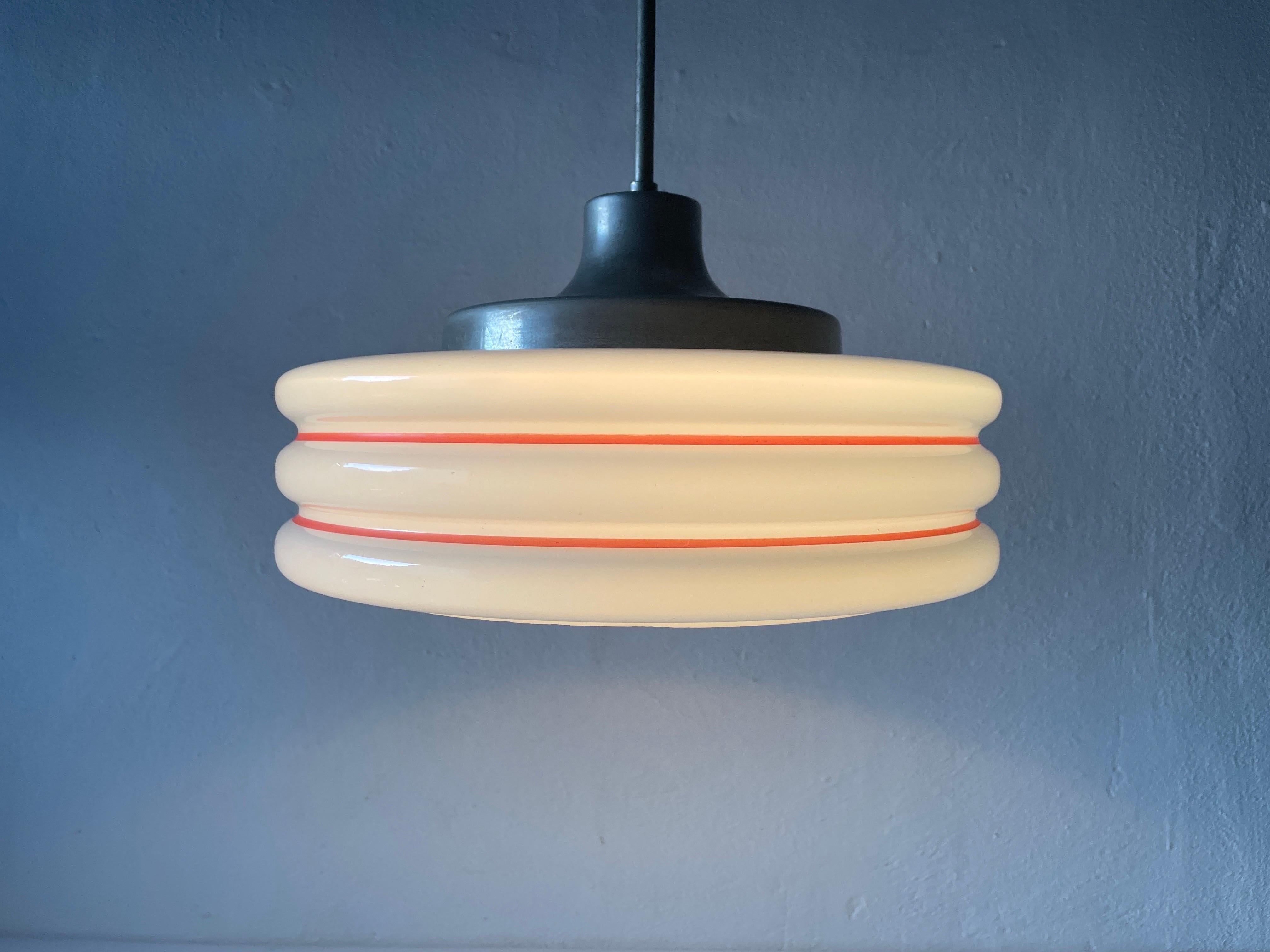 Art Deco White and Red Glass Ceiling Lamp, 1940s, Germany For Sale at ...