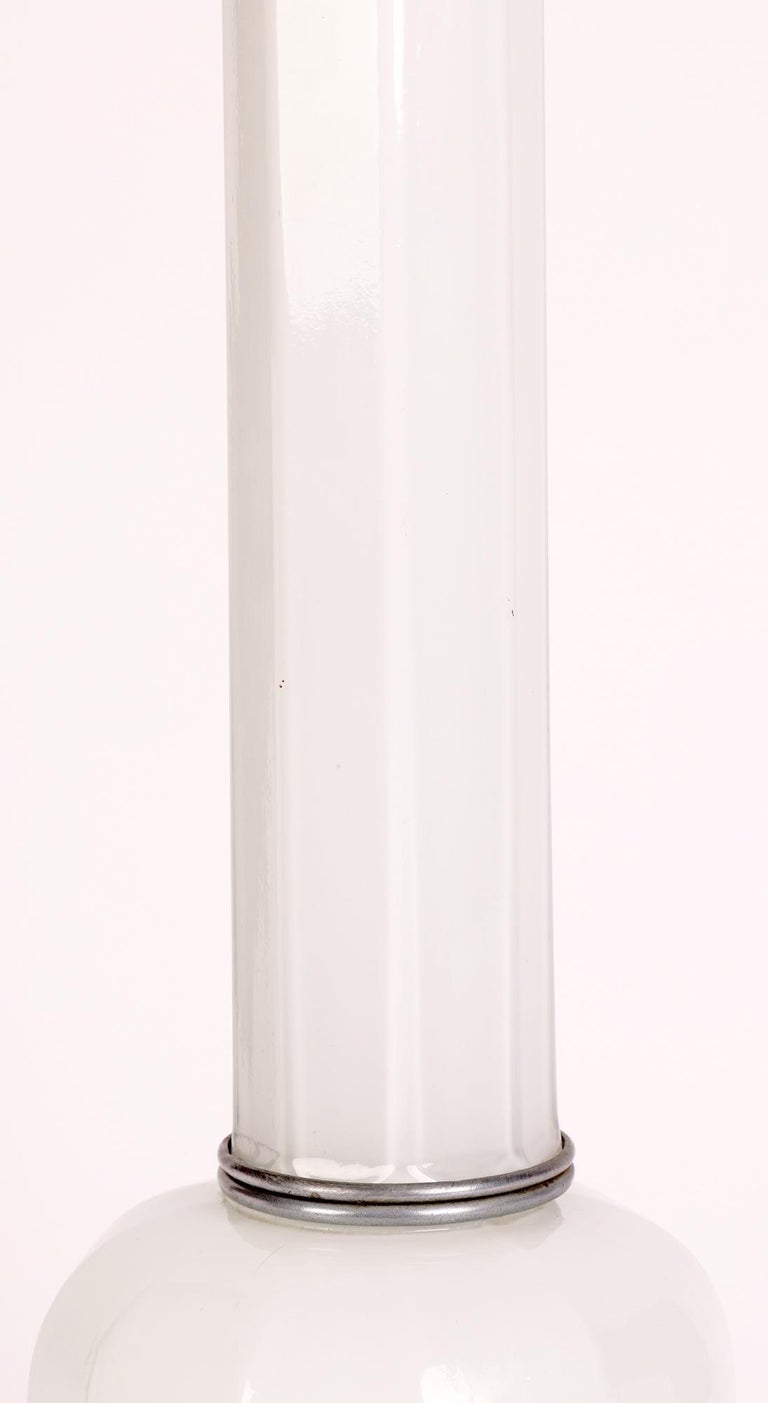 Art Deco White Cased Glass Column Form Lamp Base For Sale at 1stDibs