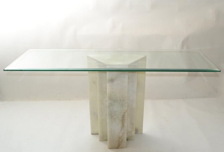 Art Deco White Tan Alabaster Skyscraper Style Console Table Base ...