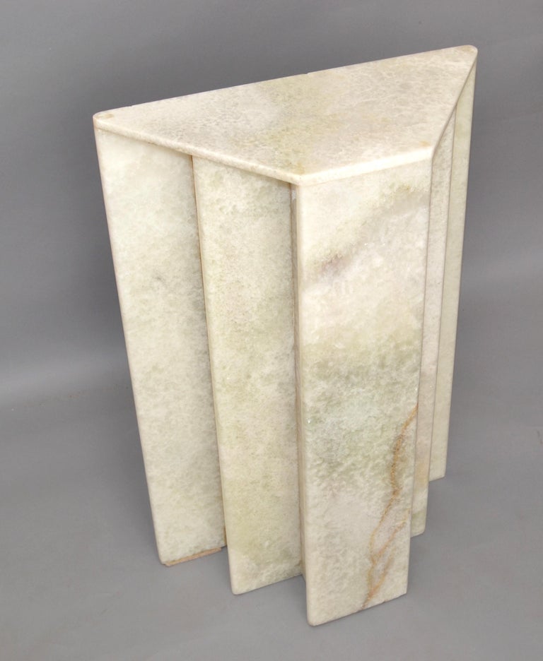 Art Deco White Tan Alabaster Skyscraper Style Console Table Base ...