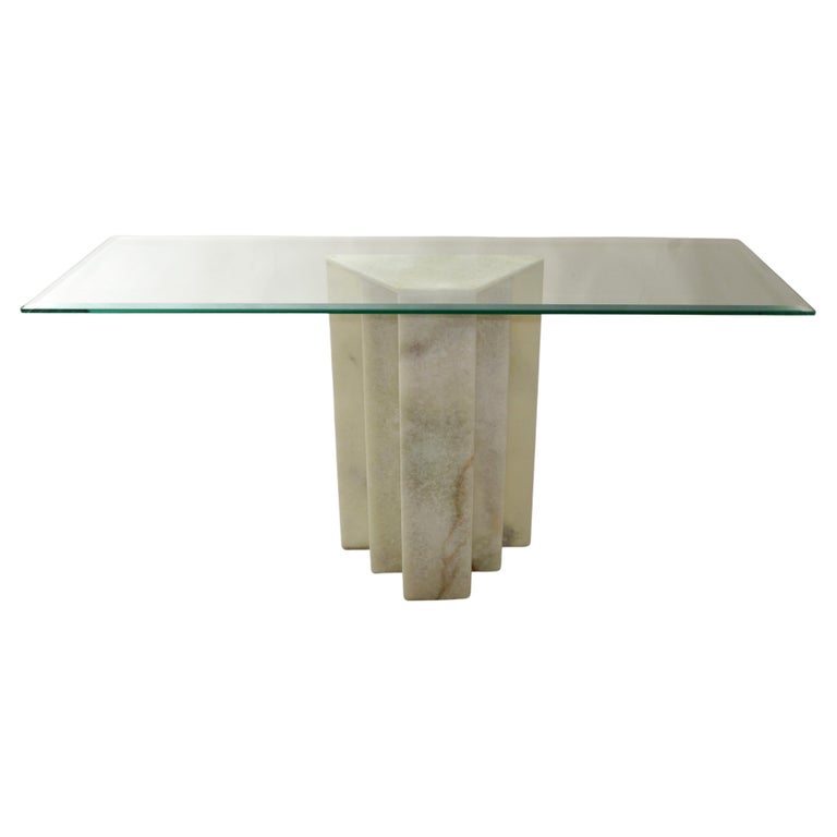 Art Deco White Tan Alabaster Skyscraper Style Console Table Base ...