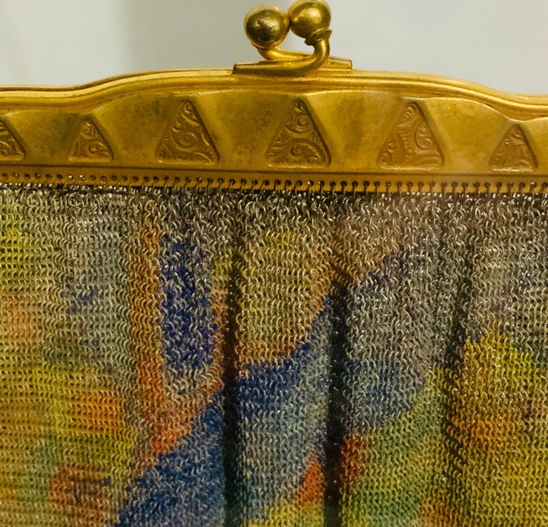 Art Deco Whiting and Davis Dresden Enamel Mesh Evening Purse Shadow Box ...