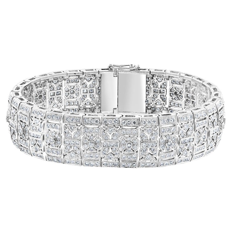 Art Deco Wide Diamond Bracelet For Sale at 1stDibs | thick diamond bracelet
