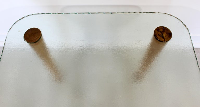 Art Deco Wood Bronze Tempered Chipped Edge Glass Coffee Table 1940s ...