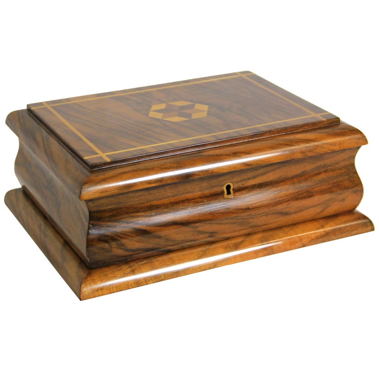 Art Deco Wooden Walnut Box with Inlay Work, Austria, circa 1920 For ...