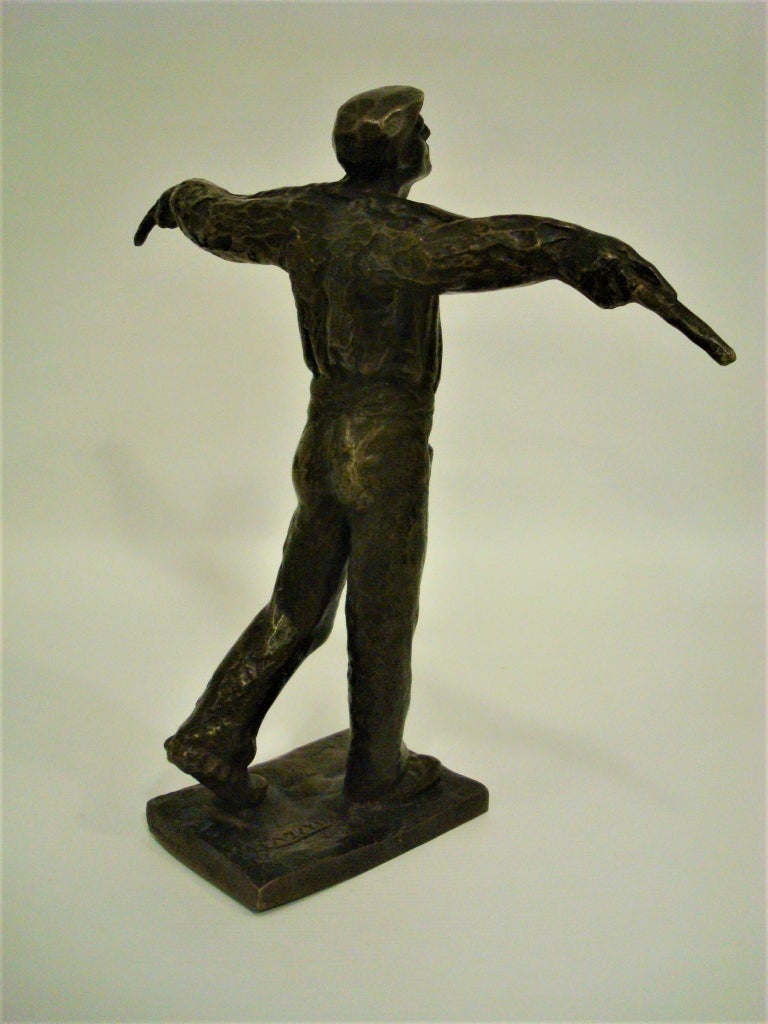 Art Deco Working Man Bronze Sculpture, Edouard Cazaux, France, 1920's ...