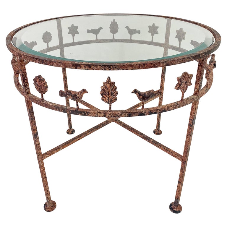 Art Deco Wrought Iron Round End or Side Table For Sale at 1stDibs