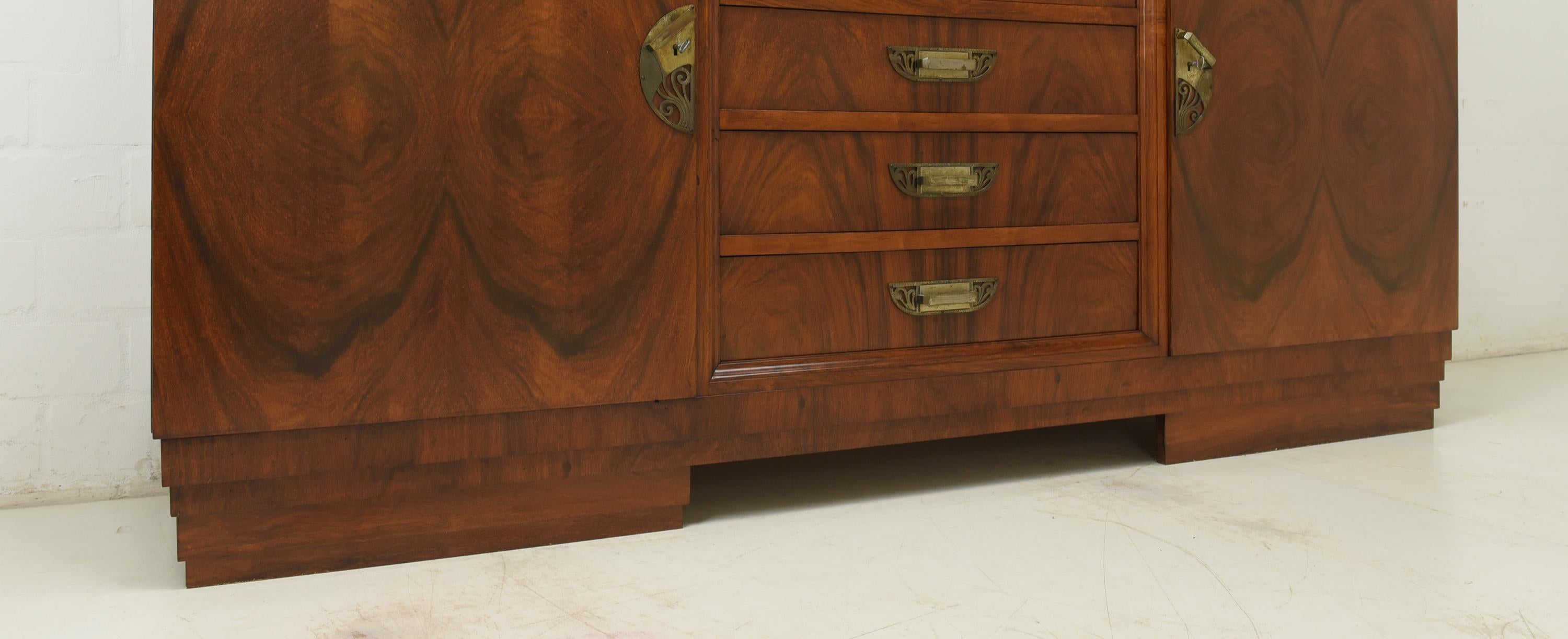 Art Deco XXL Sideboard / Buffet with Display Cabinet in Walnut For Sale ...
