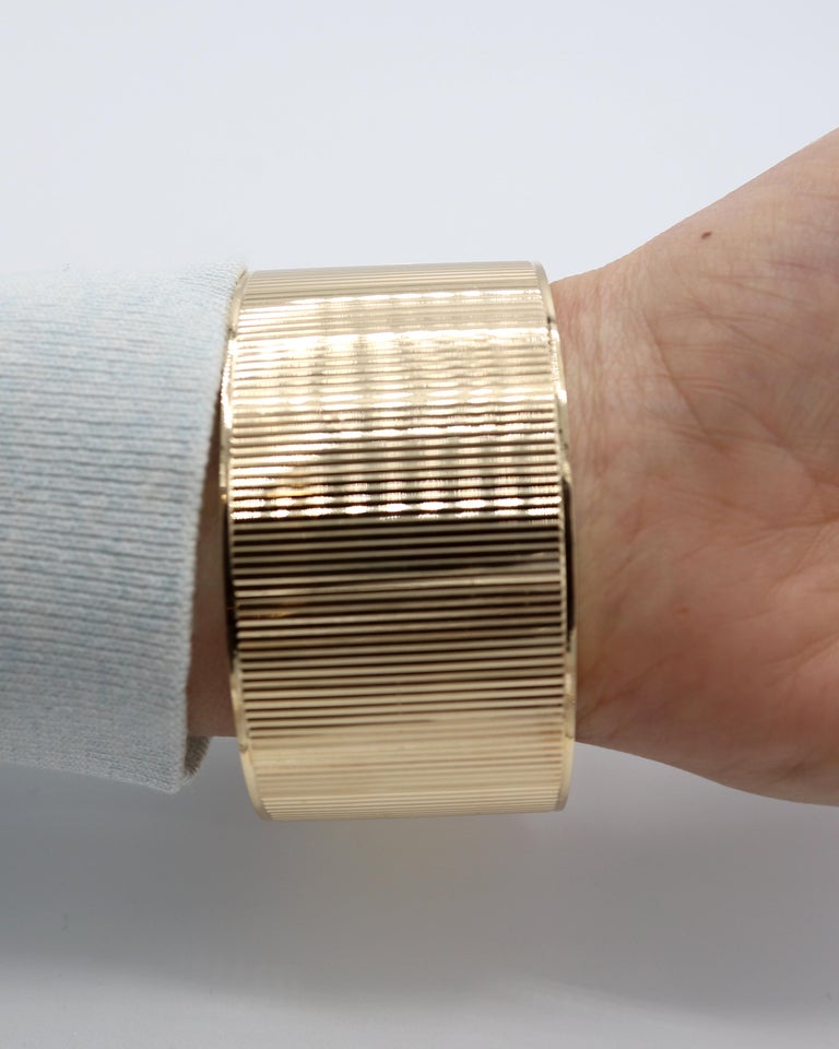 Art Deco Yellow Gold and Platinum Diamond Hinged Watch Bangle Bracelet ...