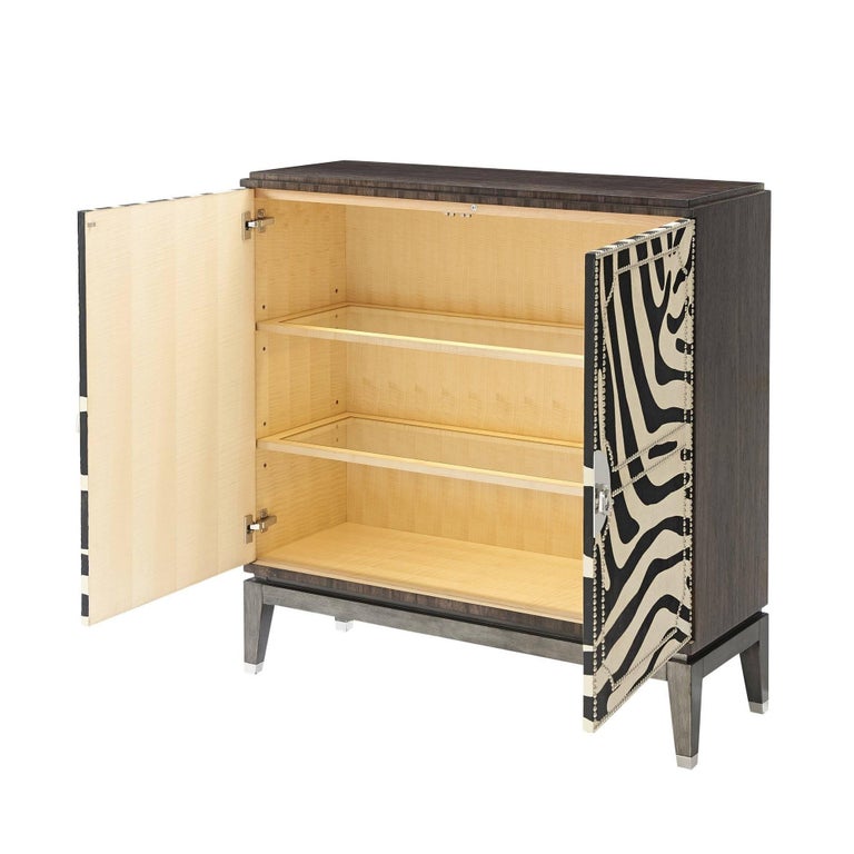 Art Deco Zebra Hide Bar Cabinet For Sale at 1stDibs