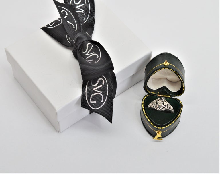 Art Deo Style Sterling Silver Filigree Ring with Blue Sapphire Accents ...