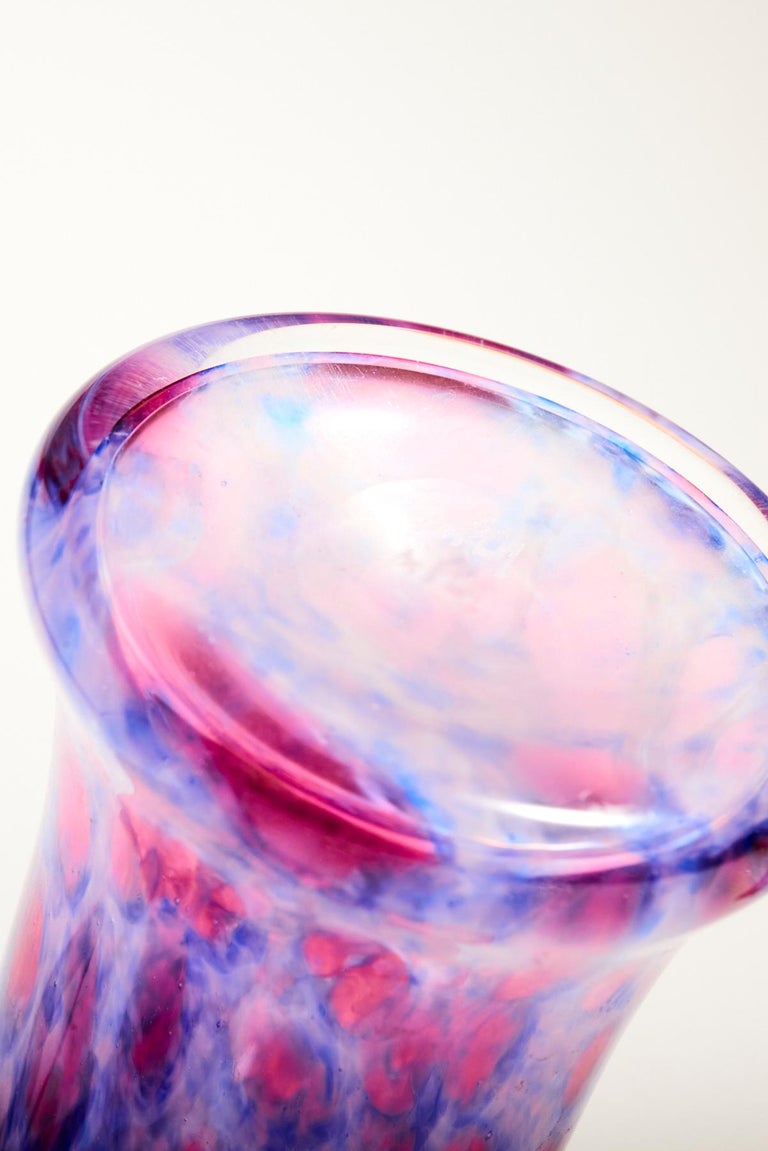 Art Glass Blue Pink Mottled Vase For Sale at 1stDibs
