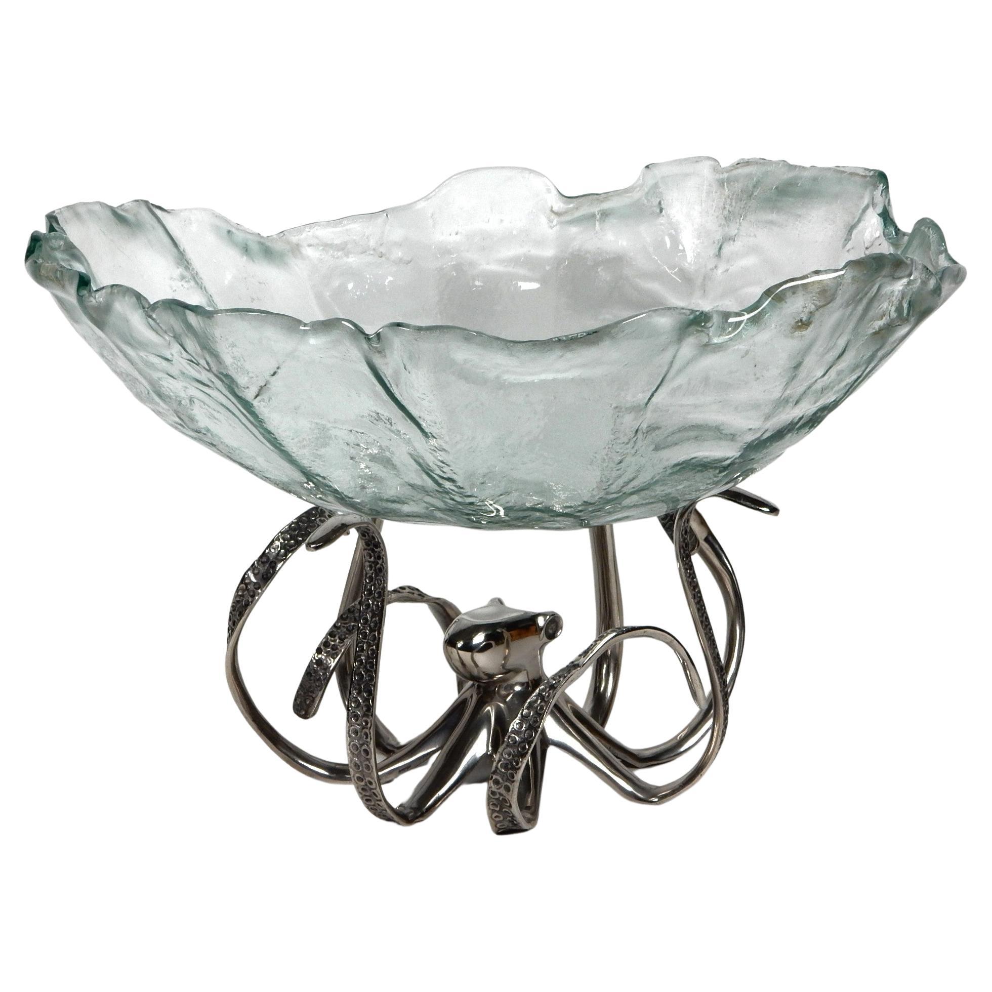 Art Glass Centerpiece Bowl with Octopus Base For Sale at 1stDibs