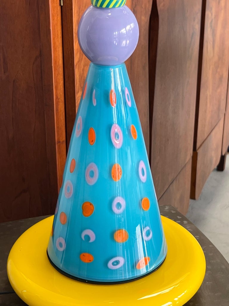 Art Glass Memphis Style Sculpture Table Lamp, 1991 For Sale at 1stDibs