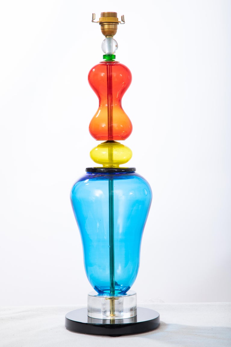 Art Glass Memphis Style Sculpture Table Lamp, Italy in Stock For Sale ...