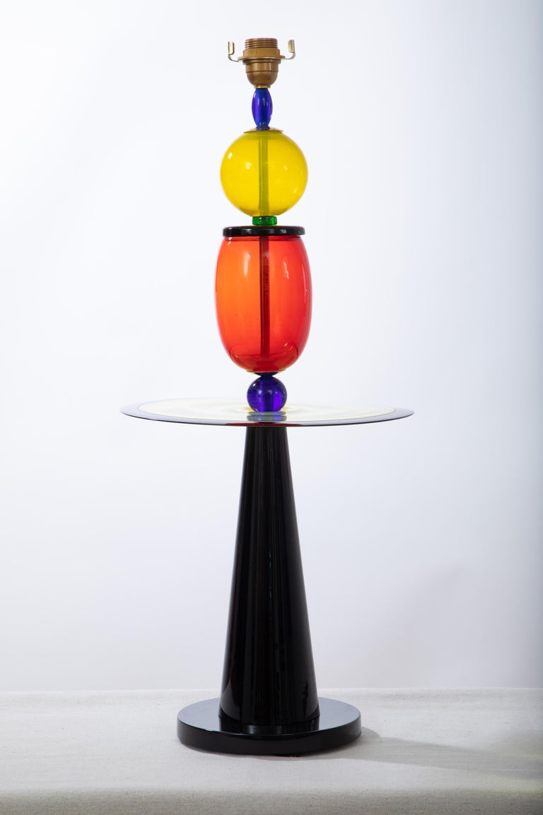Art Glass Memphis Style Sculpture Table Lamp, Italy in Stock For Sale ...