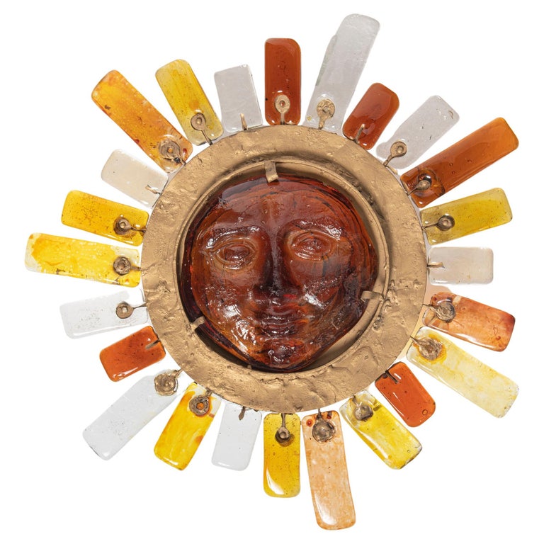 Art Glass Sun Sculpture Lamp by Felipe Delfinger for Feders. Mexico ...
