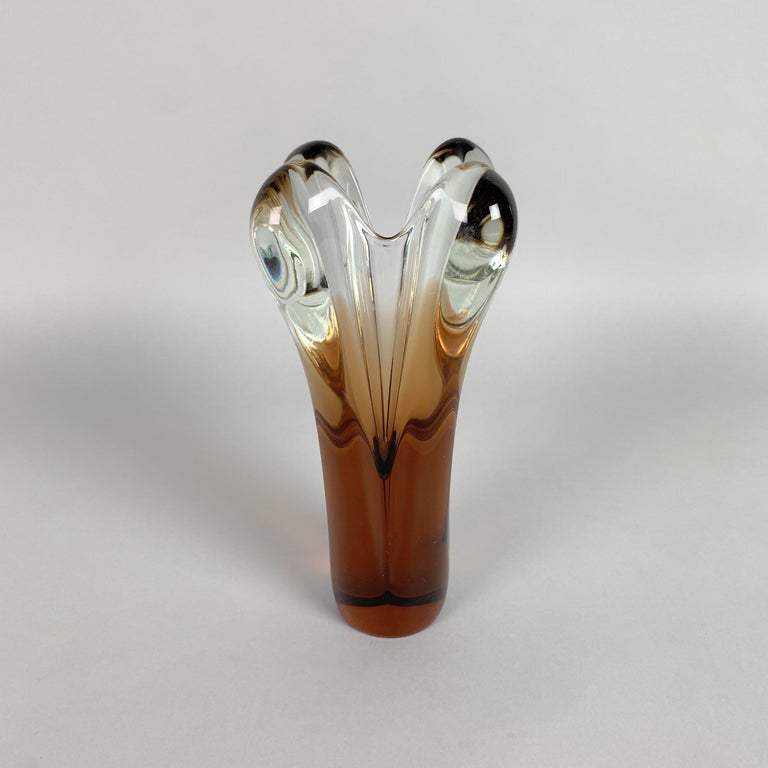 Art Glass Vase by Jan Beranek for Skrdlovice Glasswork, 1960s For Sale ...