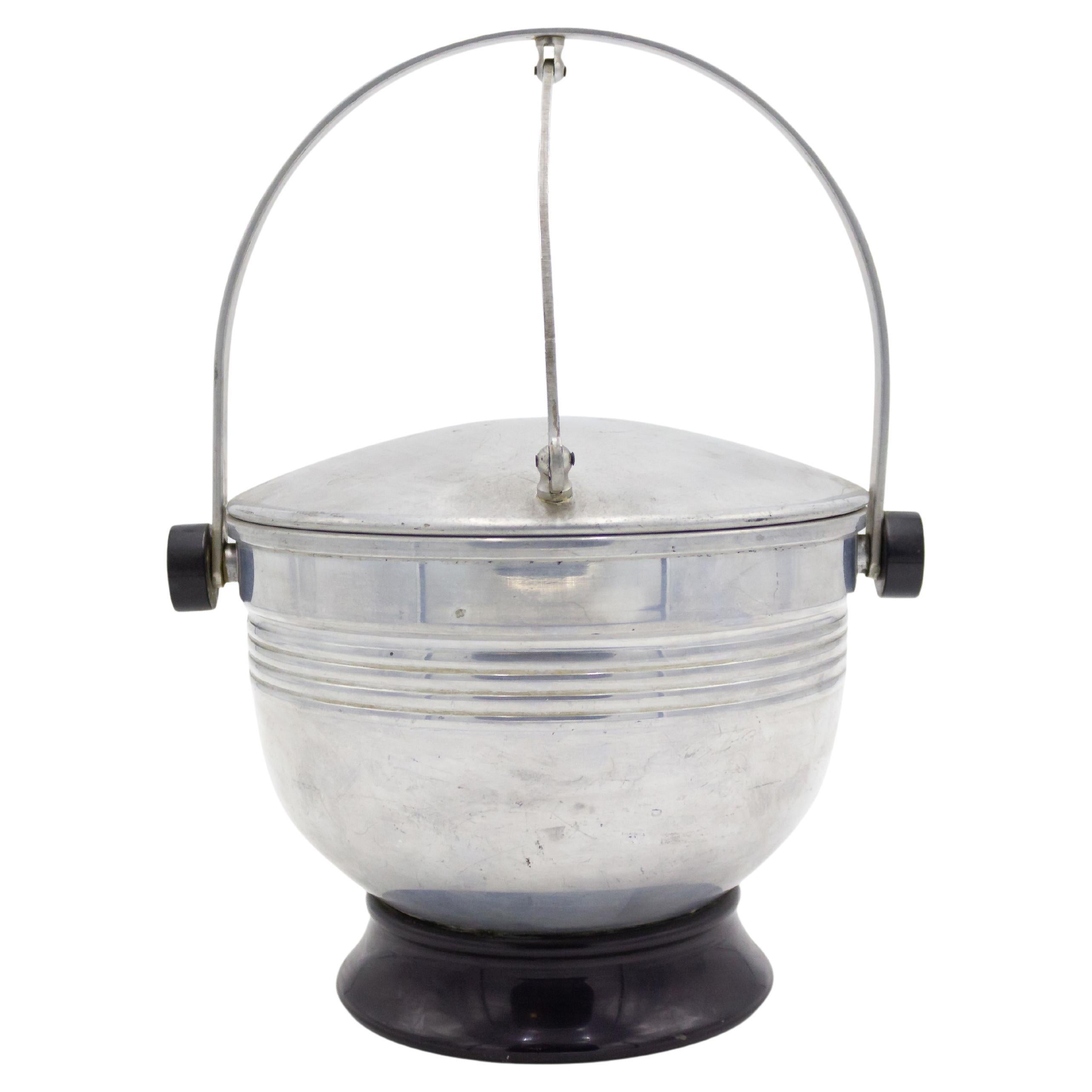 Faceted Glass Ice Bucket with Gilt Metal Lion Head Handles at 1stDibs