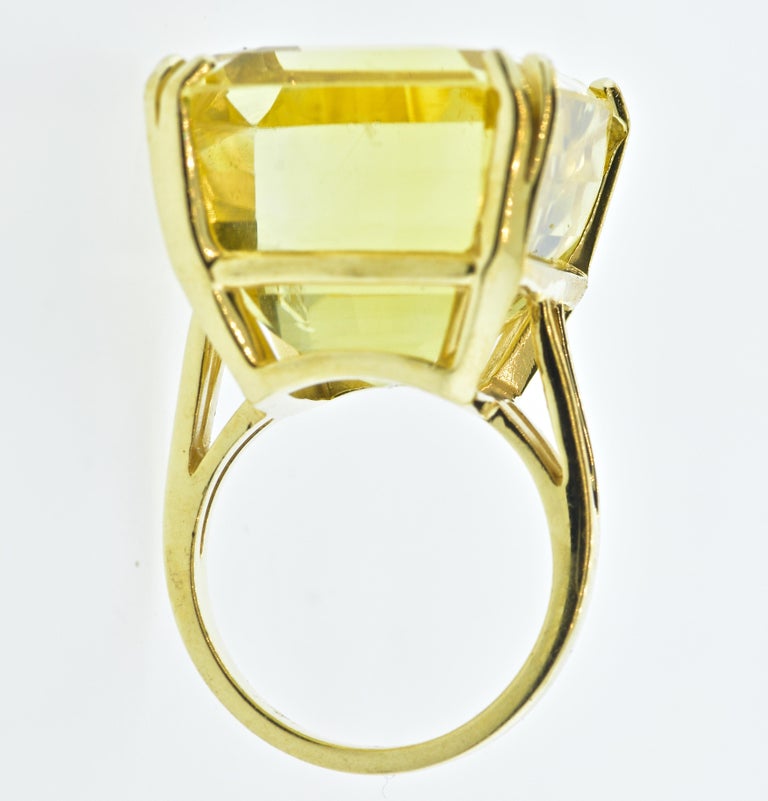 Art Moderne Lemon Color Citrine Large Ring, Retro, circa 1950 at 1stDibs