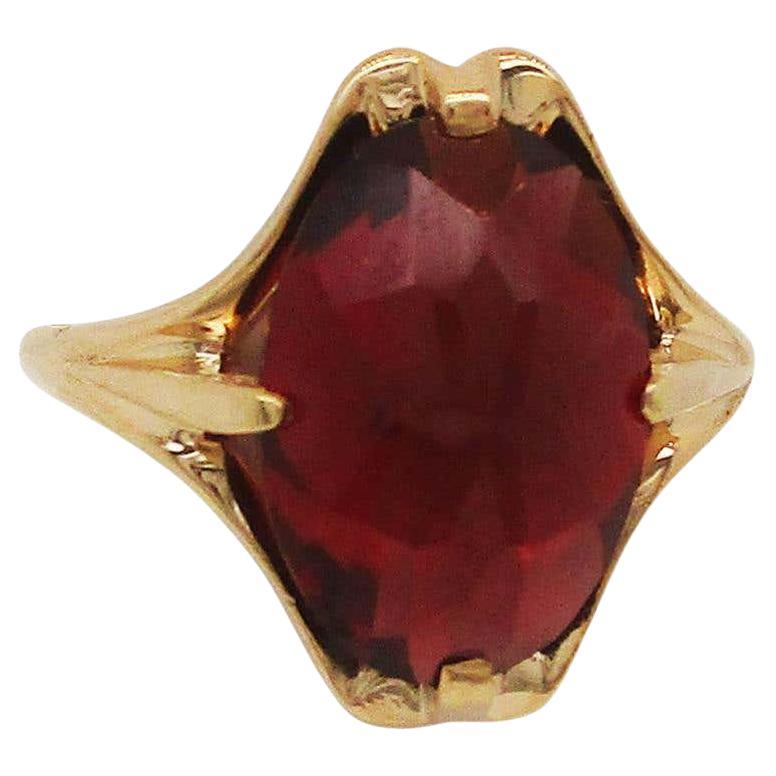 Cabochon Cut Garnet Gold Ring at 1stDibs
