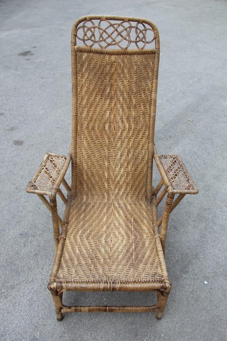 Art Nouveau 1910 Armchair Light Brown Bamboo in Original Patina Garden ...