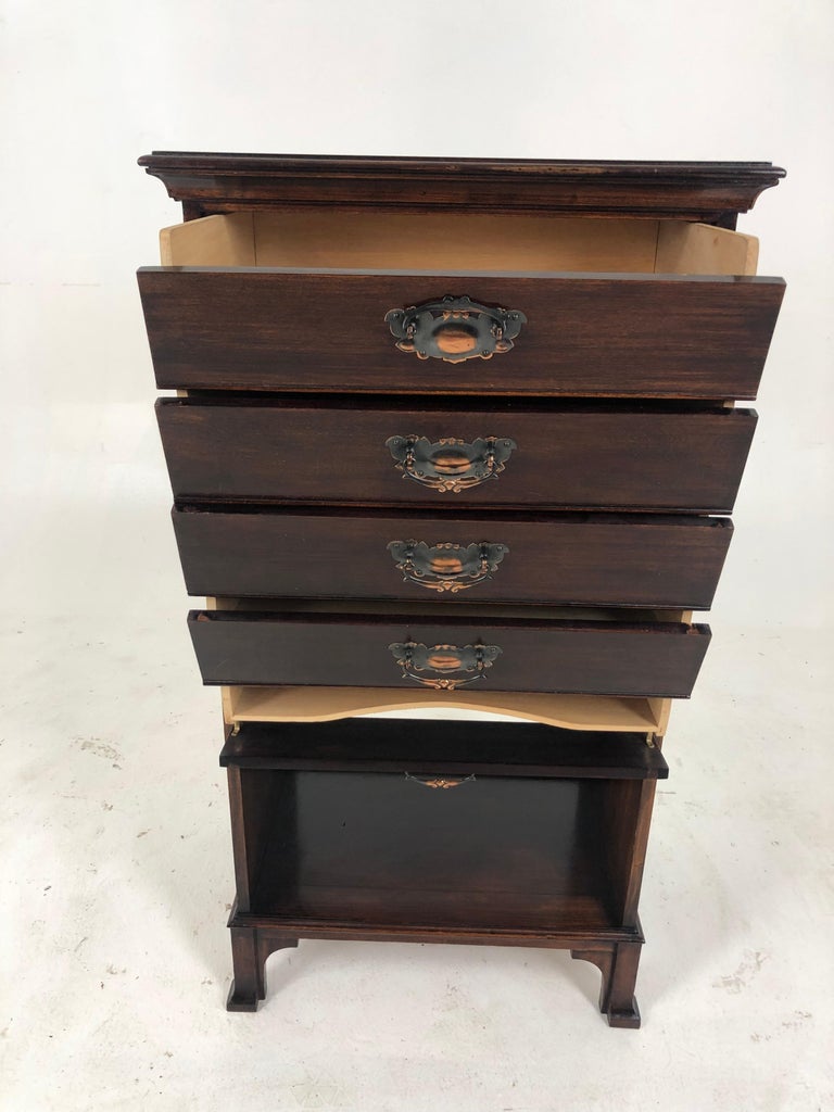 Art Nouveau 5 Drawer Walnut Sheet Music and File Cabinet, Scotland 1910 ...