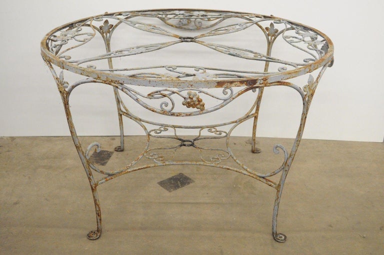 Art Nouveau 5 Pc Wrought Iron Patio Dining Set Round Table 4 Chair ...