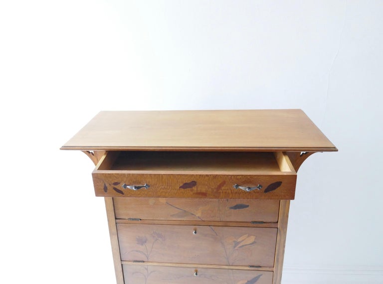 Art Nouveau Ash Wood Chest of Drawer in the Style of Louis Majorelle ...