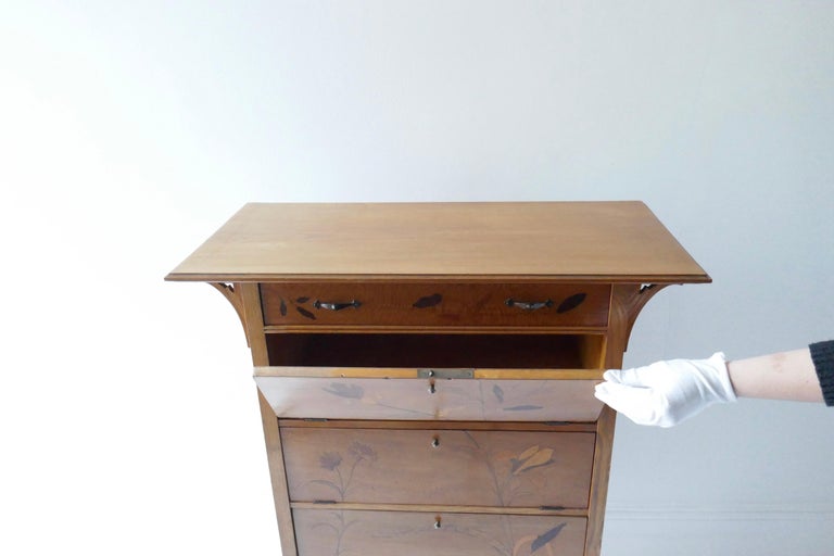 Art Nouveau Ash Wood Chest of Drawer in the Style of Louis Majorelle ...