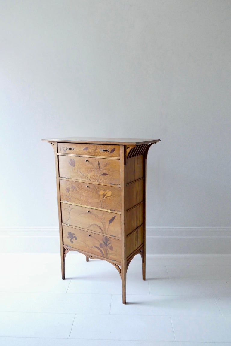 Art Nouveau Ash Wood Chest of Drawer in the Style of Louis Majorelle ...