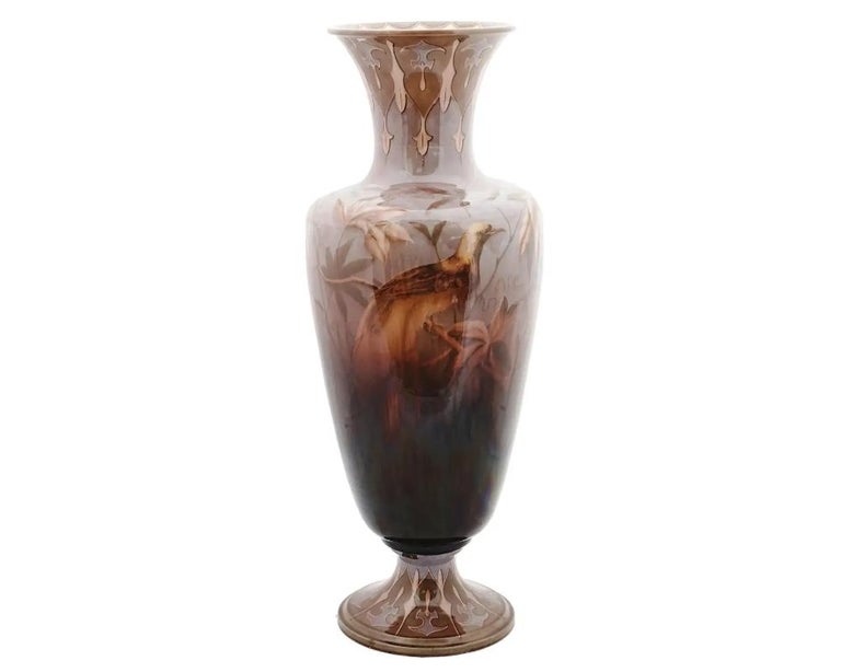 Art Nouveau Austrian Gerbing Majolica Floor Vase For Sale at 1stDibs