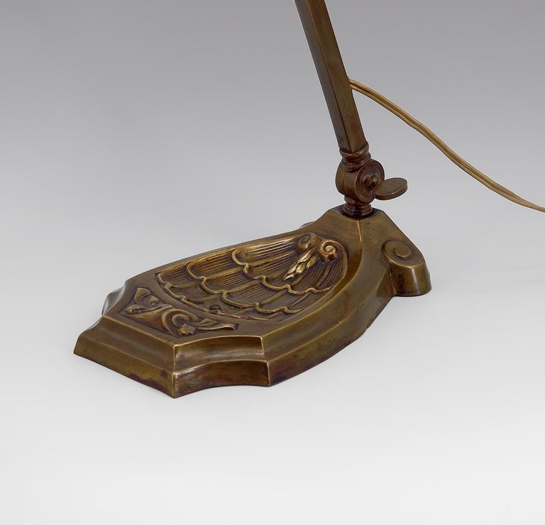 Art Nouveau Banker's Lamp with Red Opaline, France, circa 1900 For Sale ...