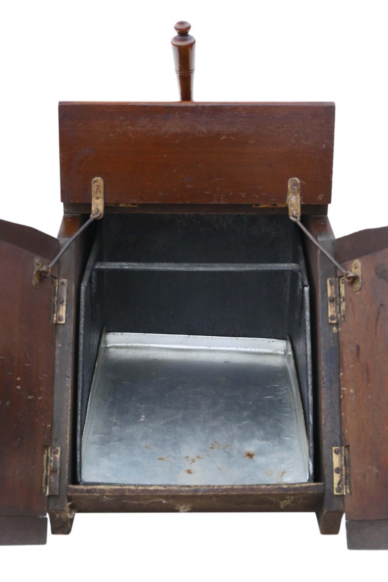 Art Nouveau Beech Walnut and Brass Coal Scuttle Box For Sale at 1stDibs