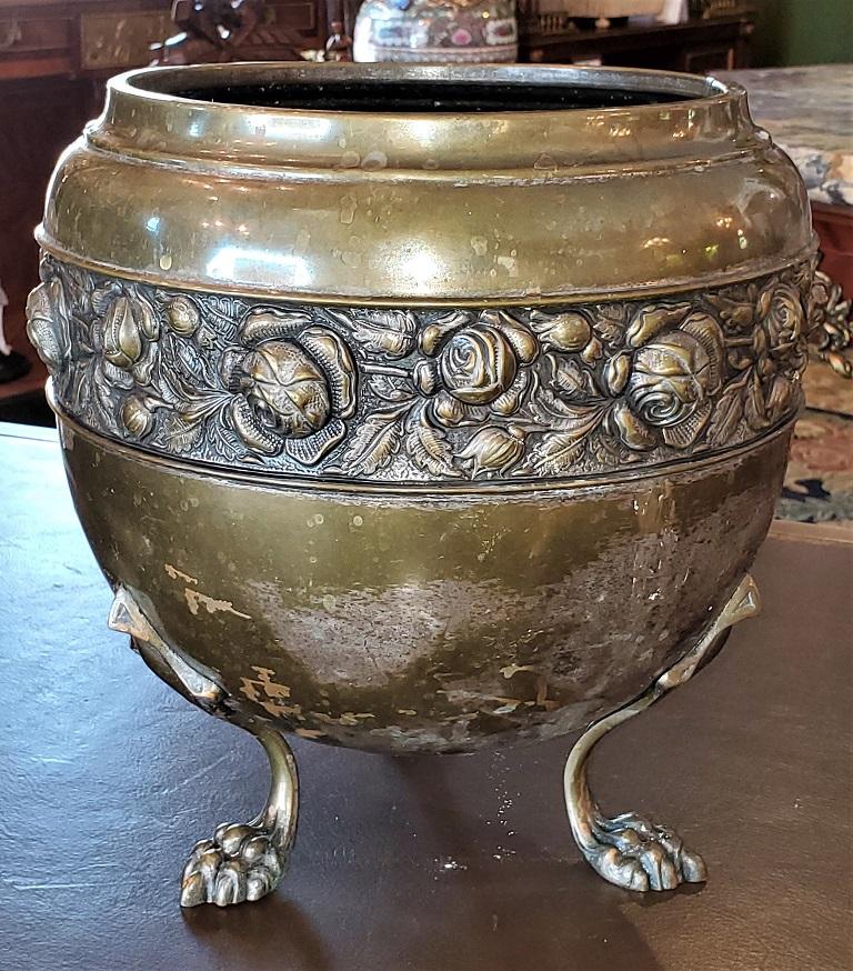 Art Nouveau Brass Jardinière with Paw Feet by Beldray at 1stDibs