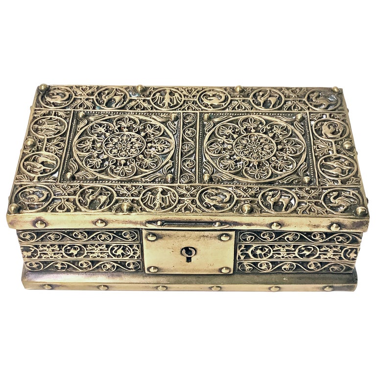 Art Nouveau Brass Jewelry Box, Germany circa 1920 Erhard and Söhne at ...