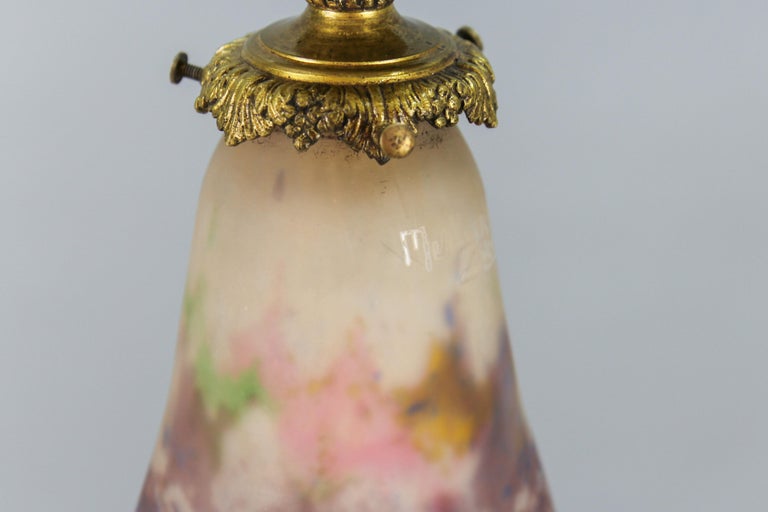 Art Nouveau Bronze and Polychrome Glass Ceiling Light by Muller Frères ...