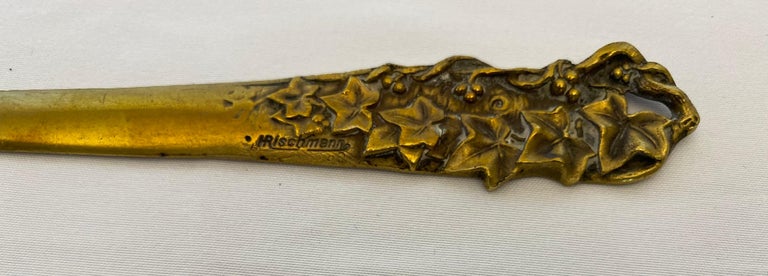 Art Nouveau Bronze Letter Opener or Paper Knife, Signed E. Rischmann ...