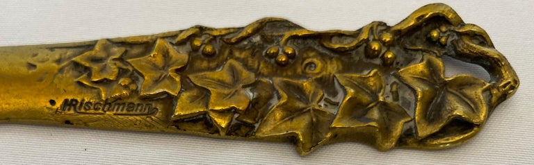 Art Nouveau Bronze Letter Opener or Paper Knife, Signed E. Rischmann ...