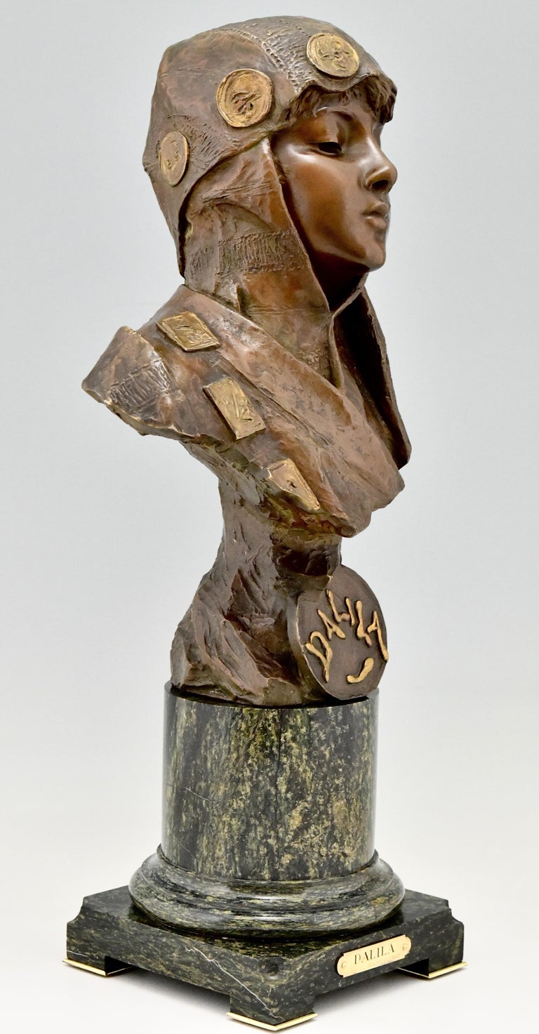 Art Nouveau Bronze Sculpture Bust of a Woman Dalila by Emmanuel ...