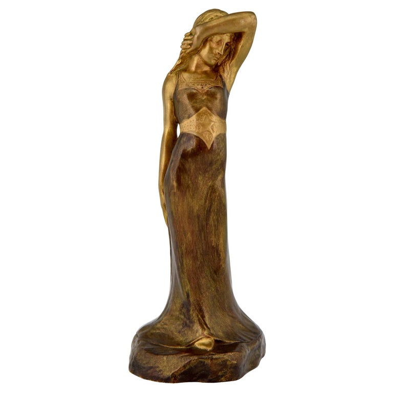 Art Nouveau Bronze Sculpture Lady Sarah Bernhardt Harald Sorensen Ringi ...