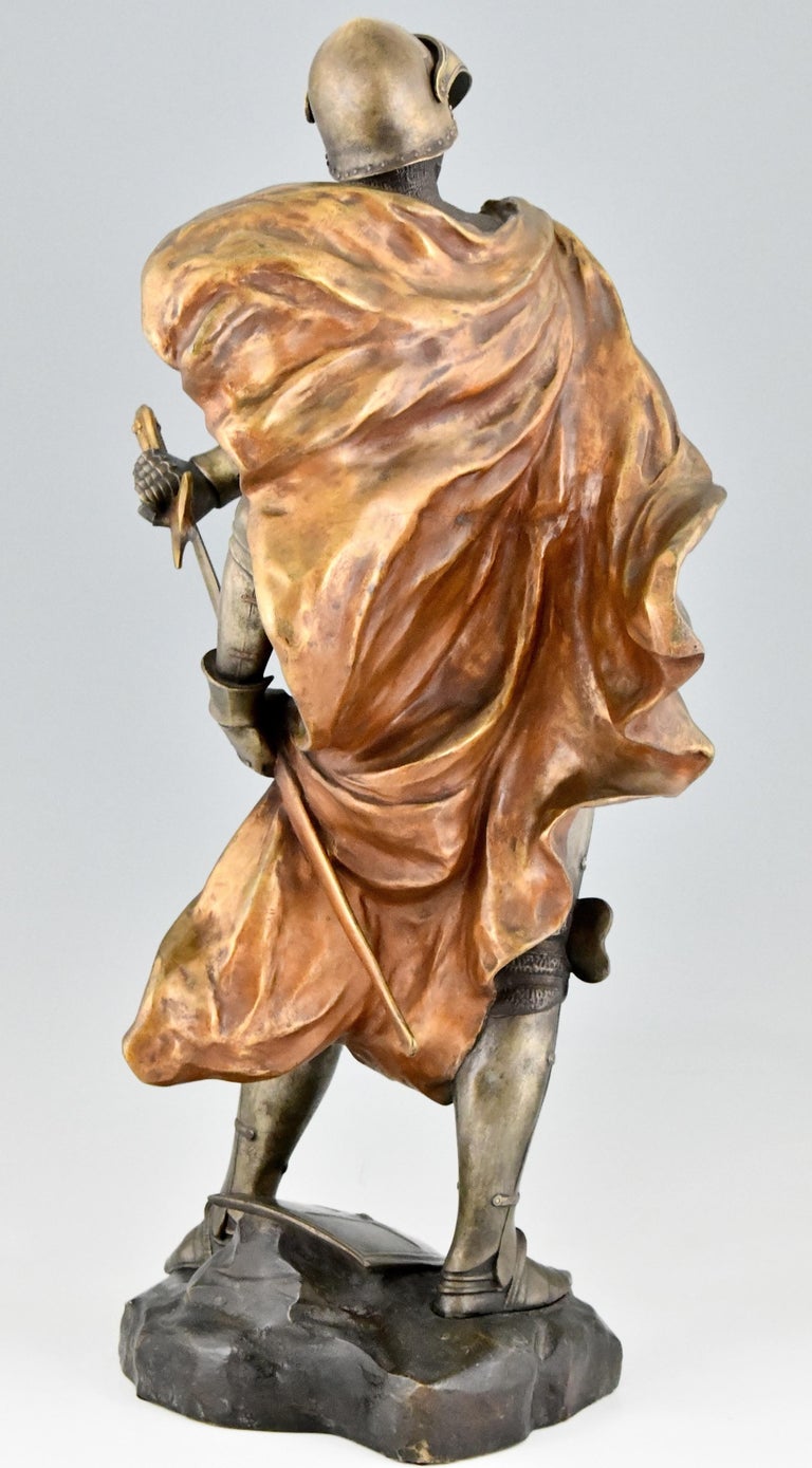 Art Nouveau Bronze Sculpture of a Knight in Armor, Lucas Madrassi at ...