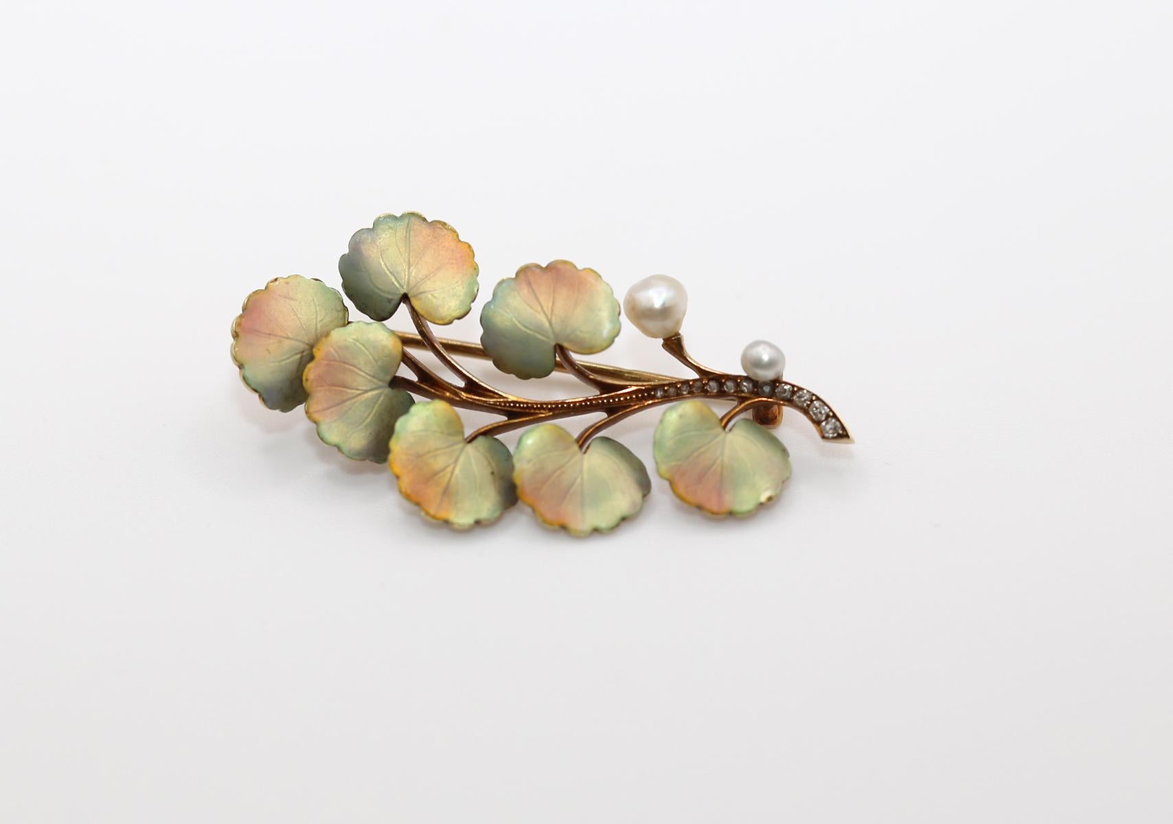 Art Nouveau Brooch Diamonds Pearls Gold, 1910 For Sale at 1stDibs