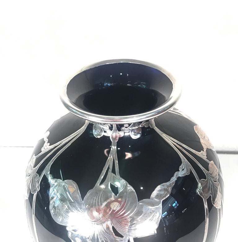 Art Nouveau CAC Lenox Silver Overlay Vase For Sale at 1stDibs