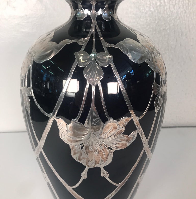 Art Nouveau CAC Lenox Silver Overlay Vase For Sale at 1stDibs