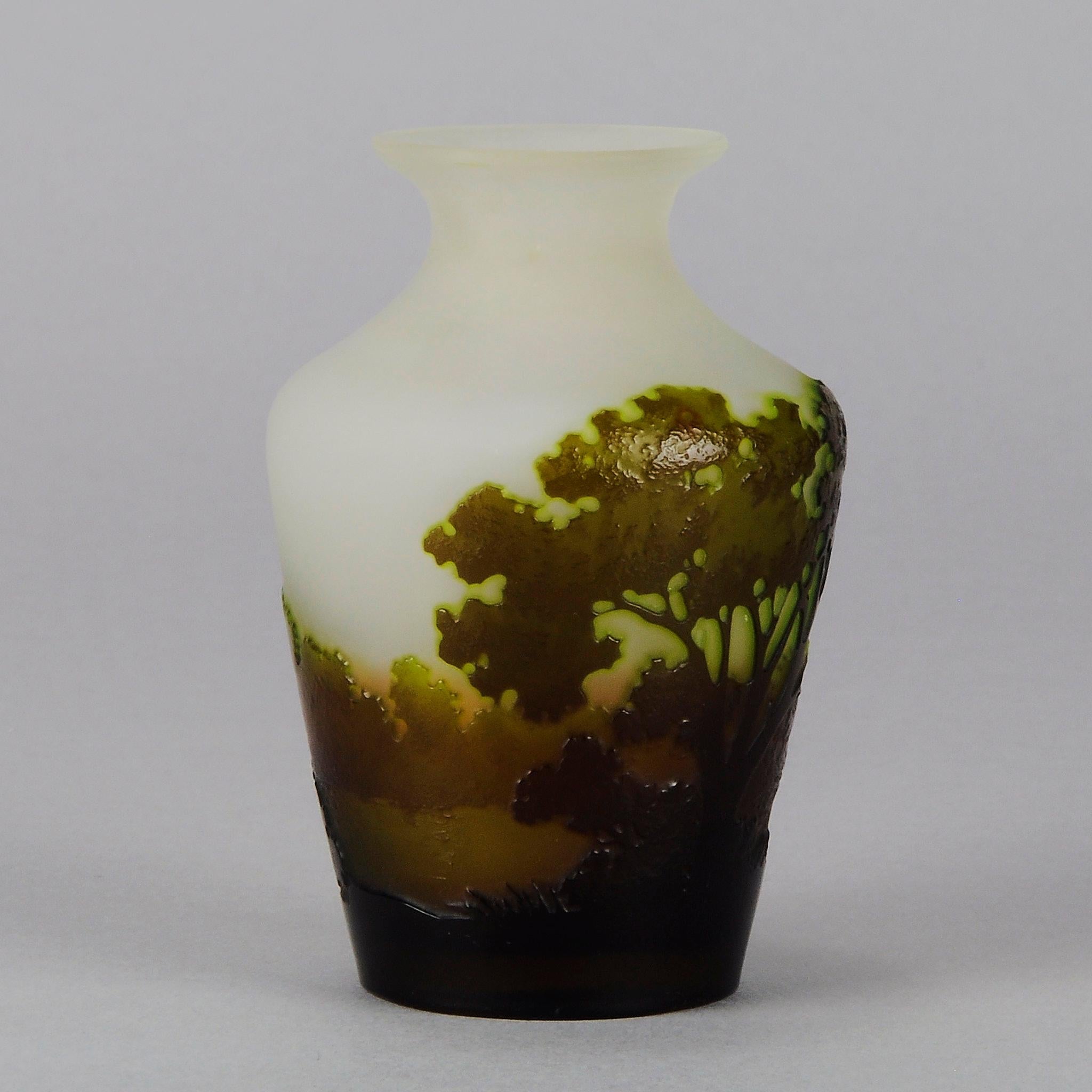 Art Nouveau Cameo Glass Vase Entitled "Green Landscape Vase" by Emile ...